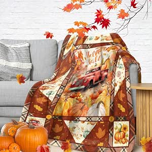 Amazon.com: Fall Throw Blanket Autumn Pumpkin Blanket Thanksgiving ...