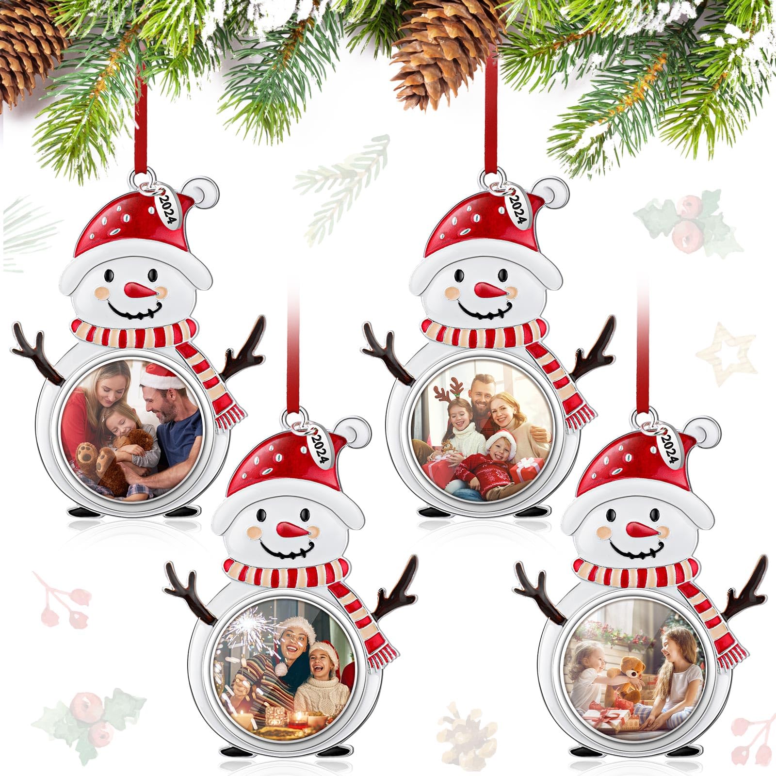 Amazon.com - Jetec 4 Pcs Christmas Snowman Photo Frames Metal Christmas ...
