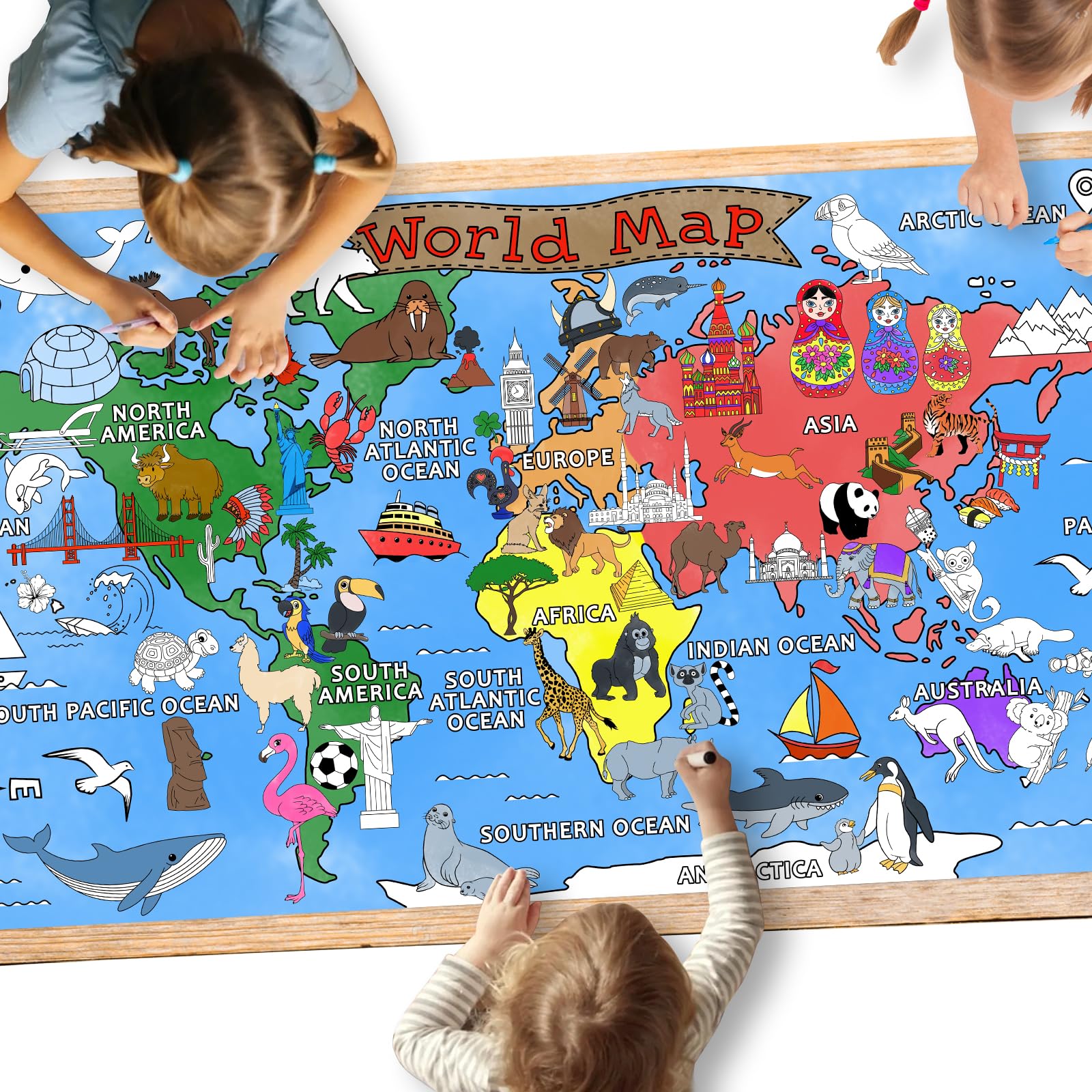 Amazon.com: World Map Giant Coloring Poster - 31.5x 72 Inches ...