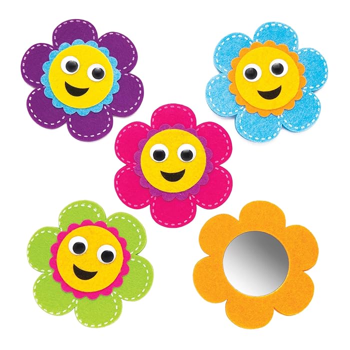 Buy Baker Ross Flower Mirror Kits (Pack of 5) Spring and Mothers Day ...