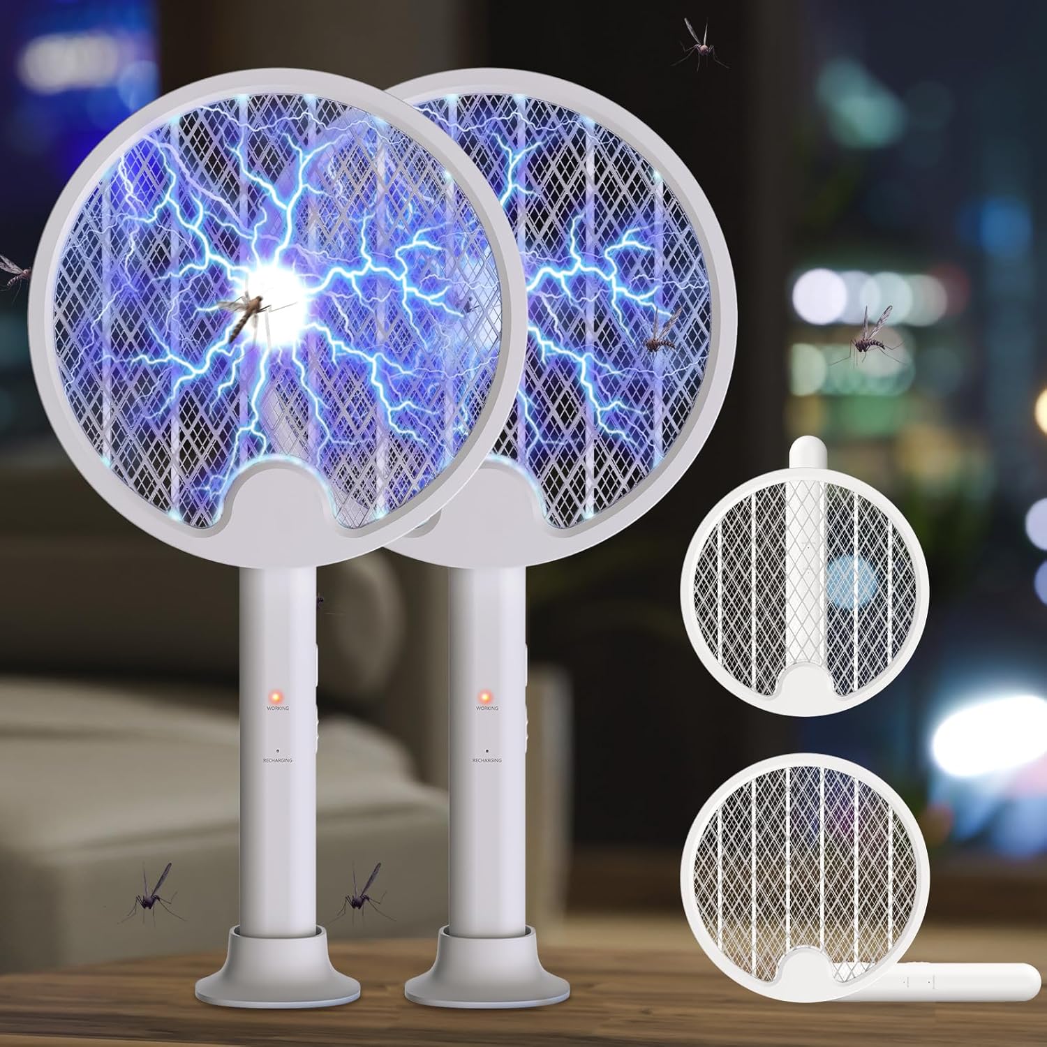 Amazon.com : 2 Pack Foldable Electric Fly Swatter Racket Bug Zapper Fly ...