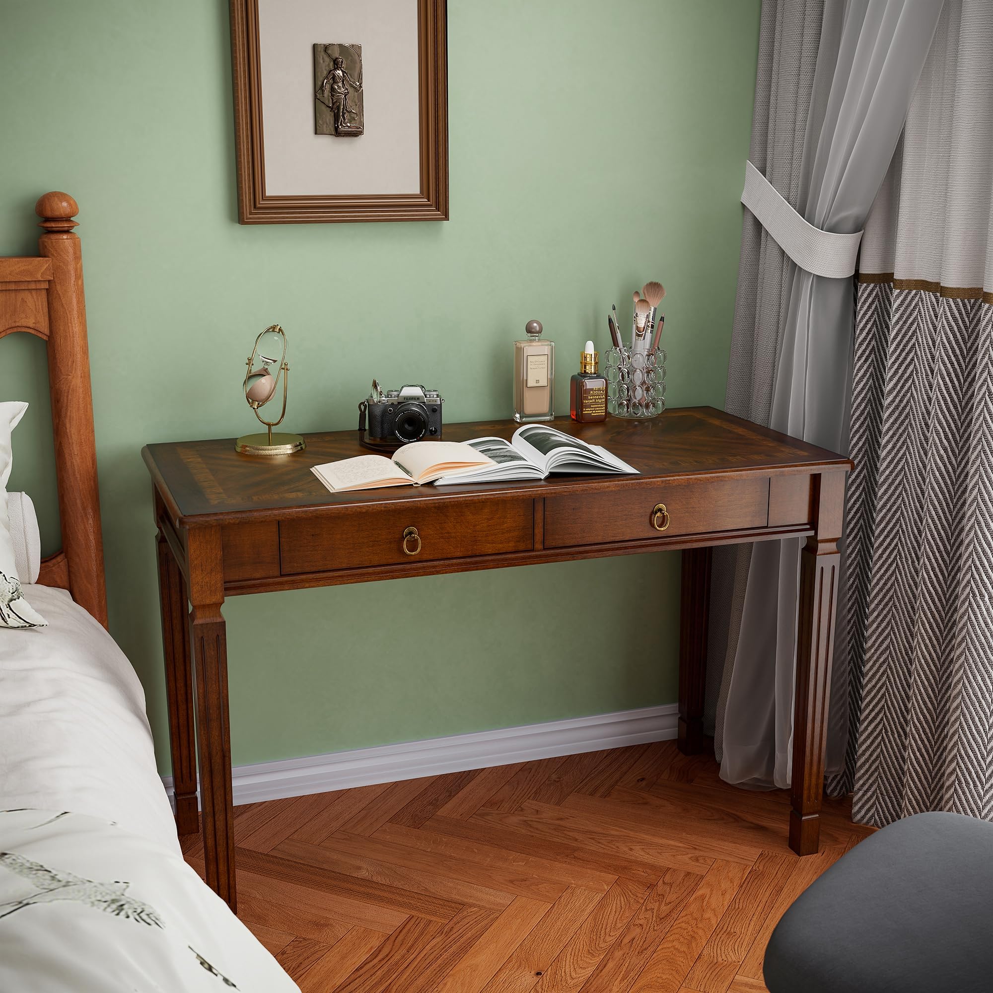 Amazon.com: All Things Cedar LYY900-3 Executive Desk | Premium Wood ...