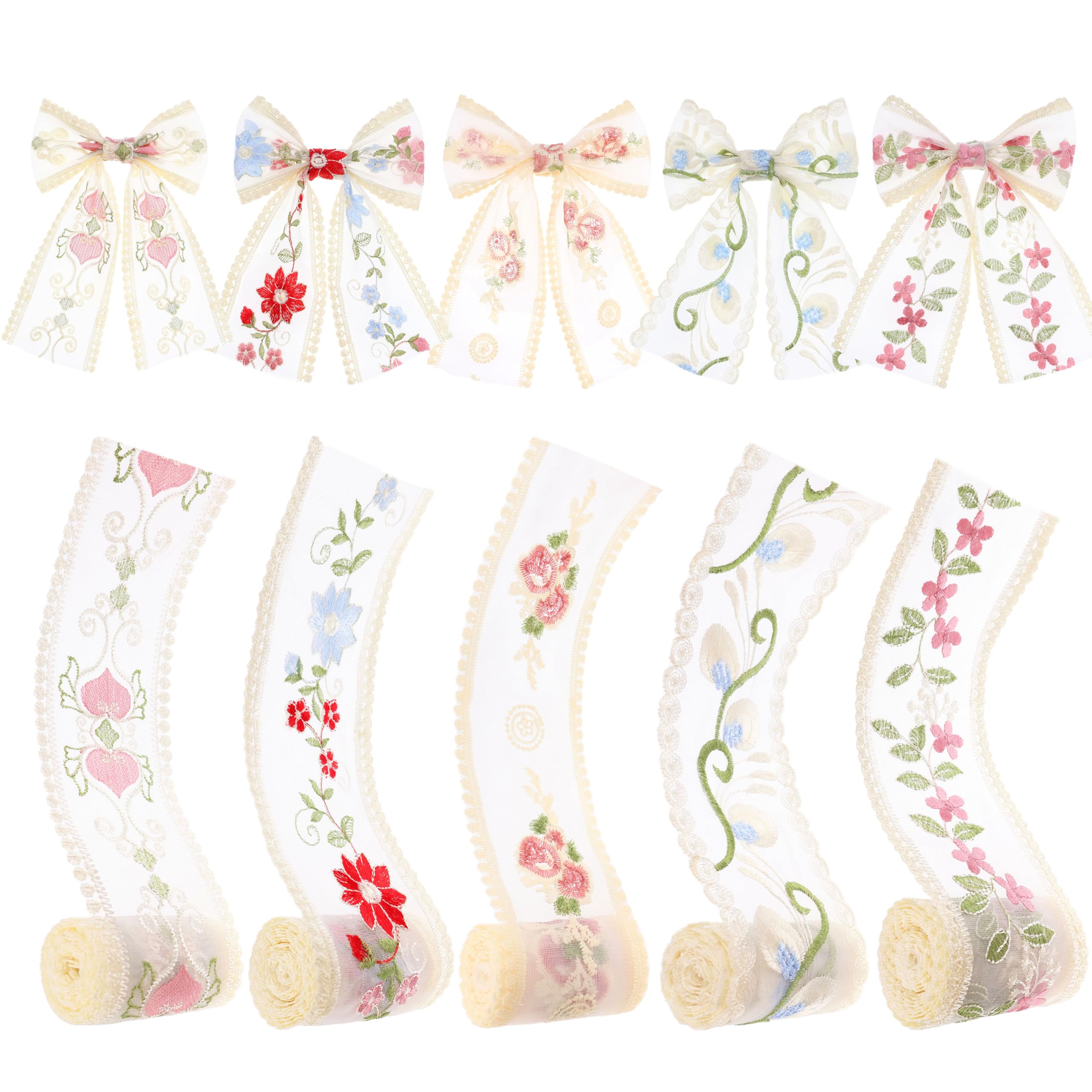 Amazon.com: Mesh Lace Trim Ribbon 5 * 2 Yards Yards Embroidery Floral ...