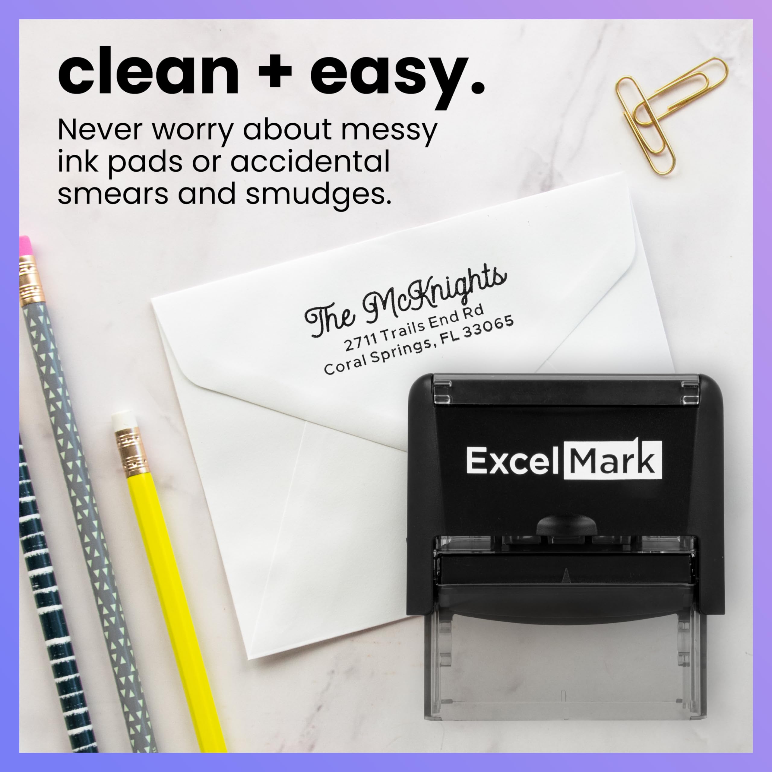 Name Stamps Personalized ExcelMark Self-Inking Return Address Stamp ...