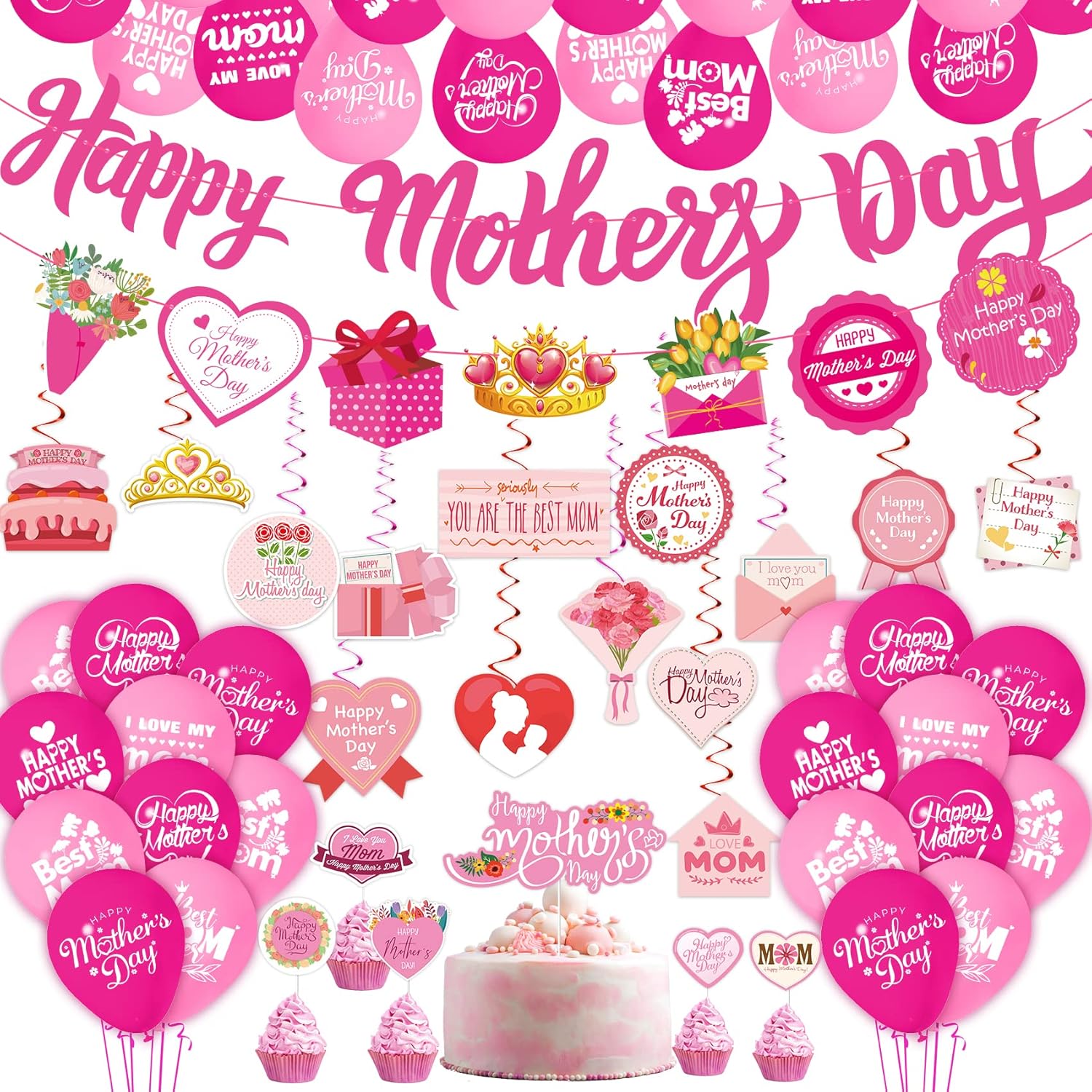 Amazon.com: Funnlot Mothers Day Decorations 64pcs Mothers Day Decor ...