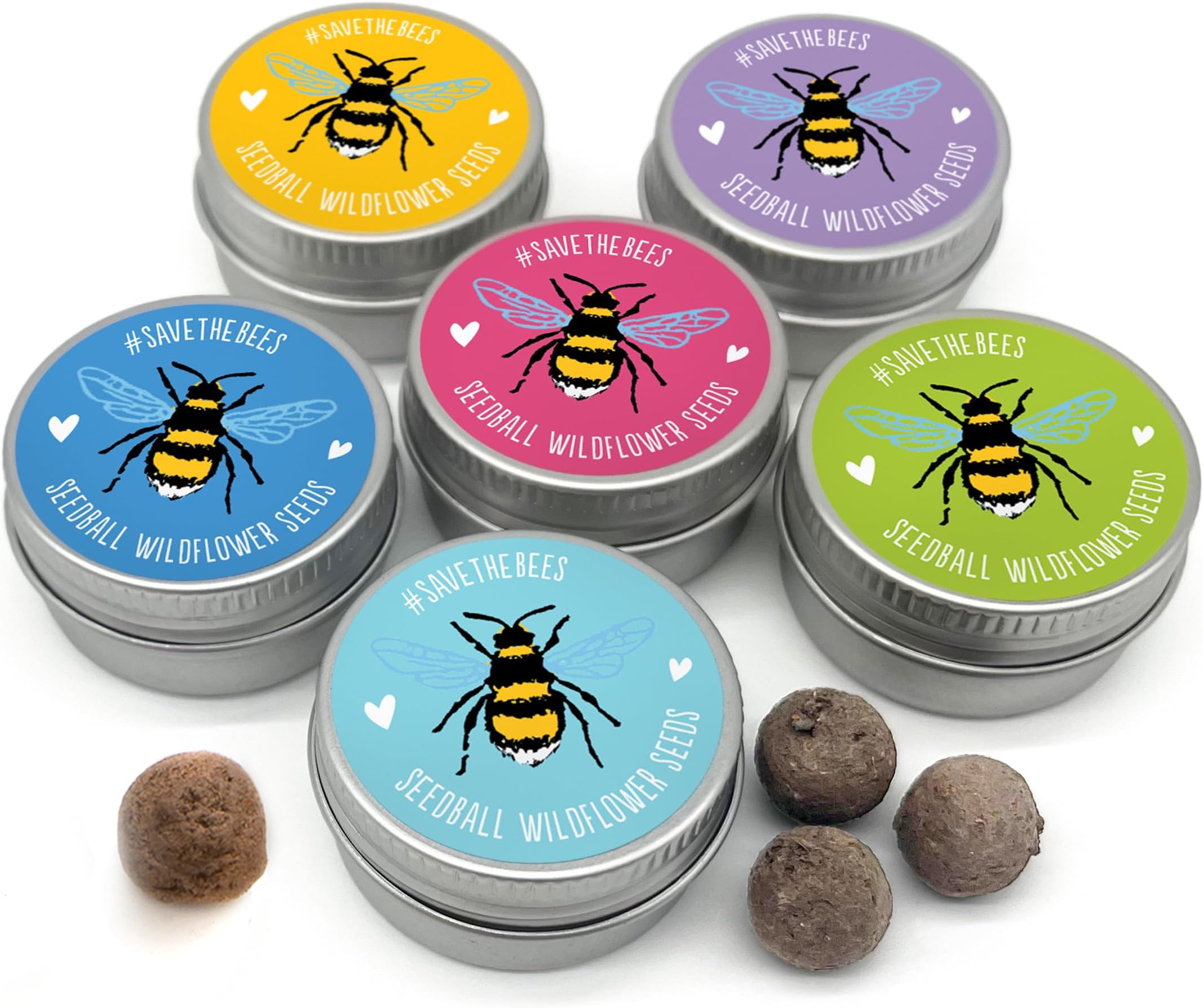 SEEDBALL Wildflower Seed Bombs (Pack of 6, 5 Balls per Tin) - ‘Save The ...