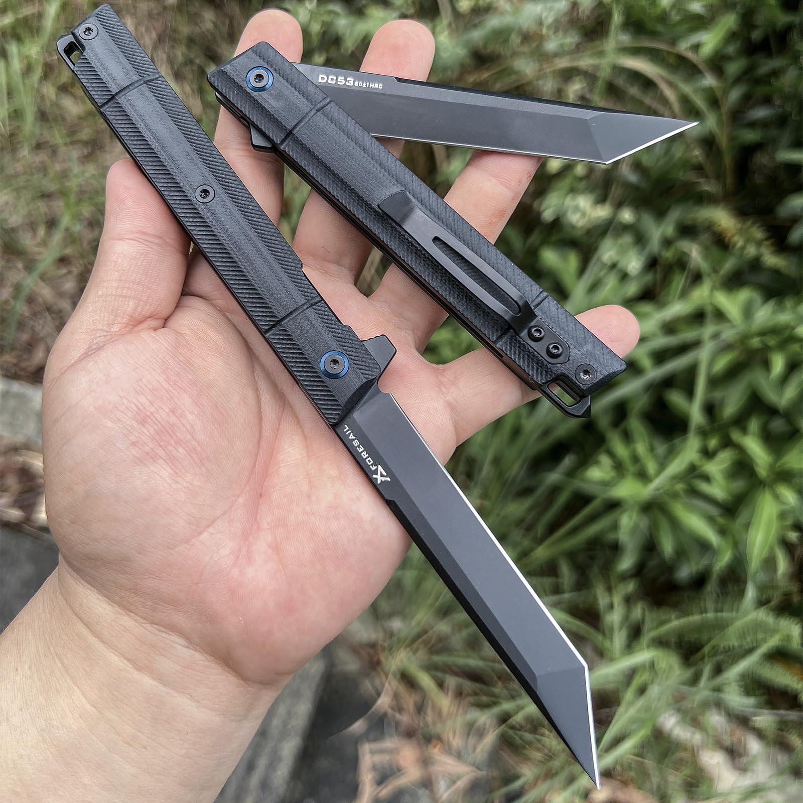 Snapklik.com : FORESAIL Flipper Pocket Folding Knife,Black DC53 Steel ...