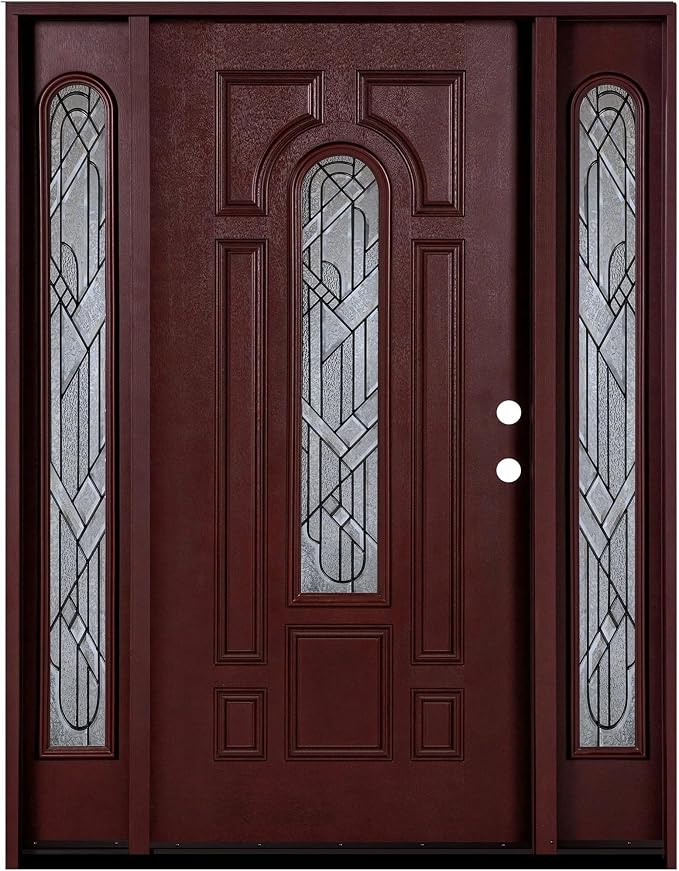 BGW Doors Mahogany Finish Fiberglass Double Front Entry Door with ...