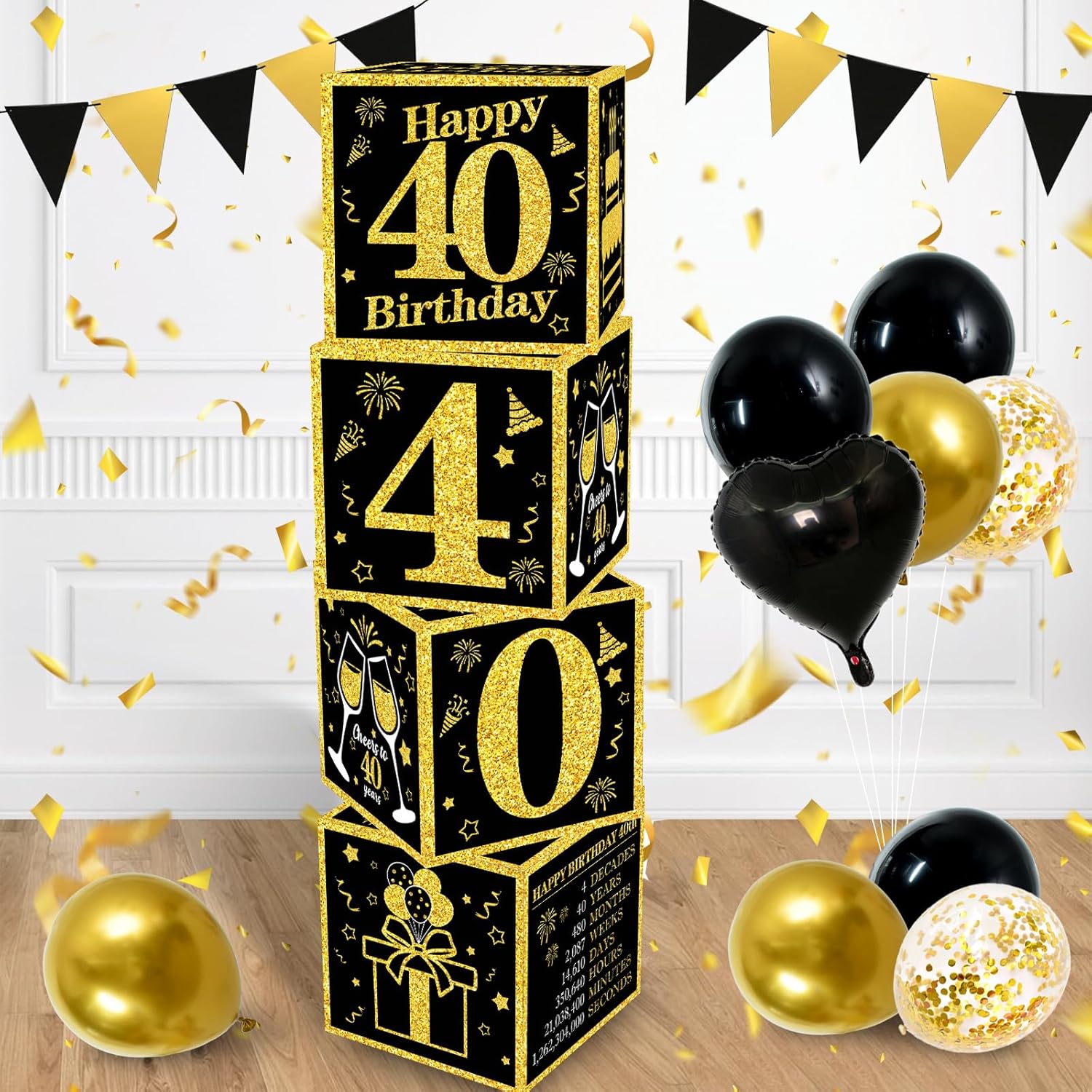 Amazon.com: TONIFUL 4 Pcs 40th Birthday Decorations Balloon Boxes for ...