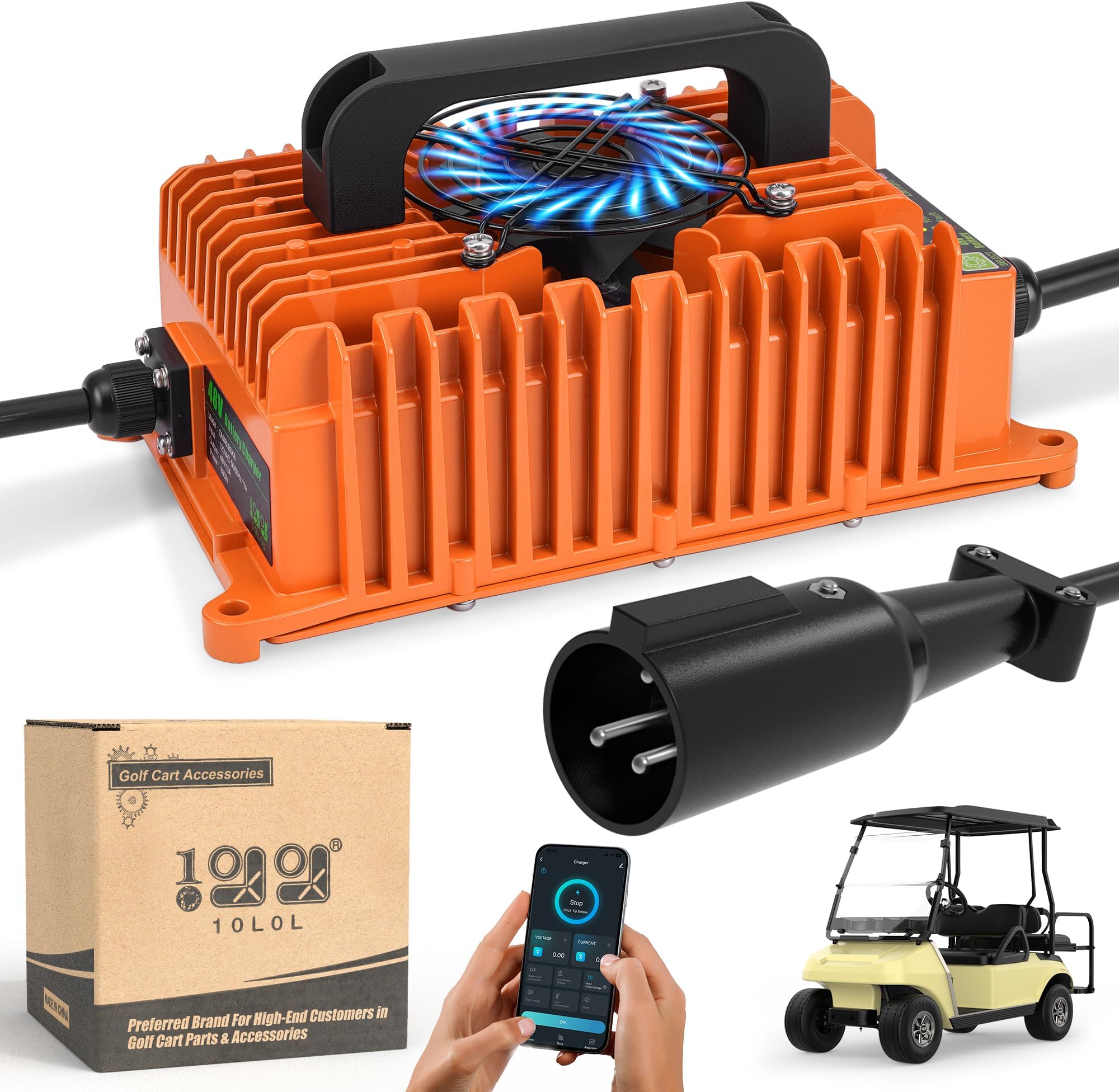 Amazon.com: 10L0L 15A/48V Golf Cart Battery Charger with OBC Wire ...