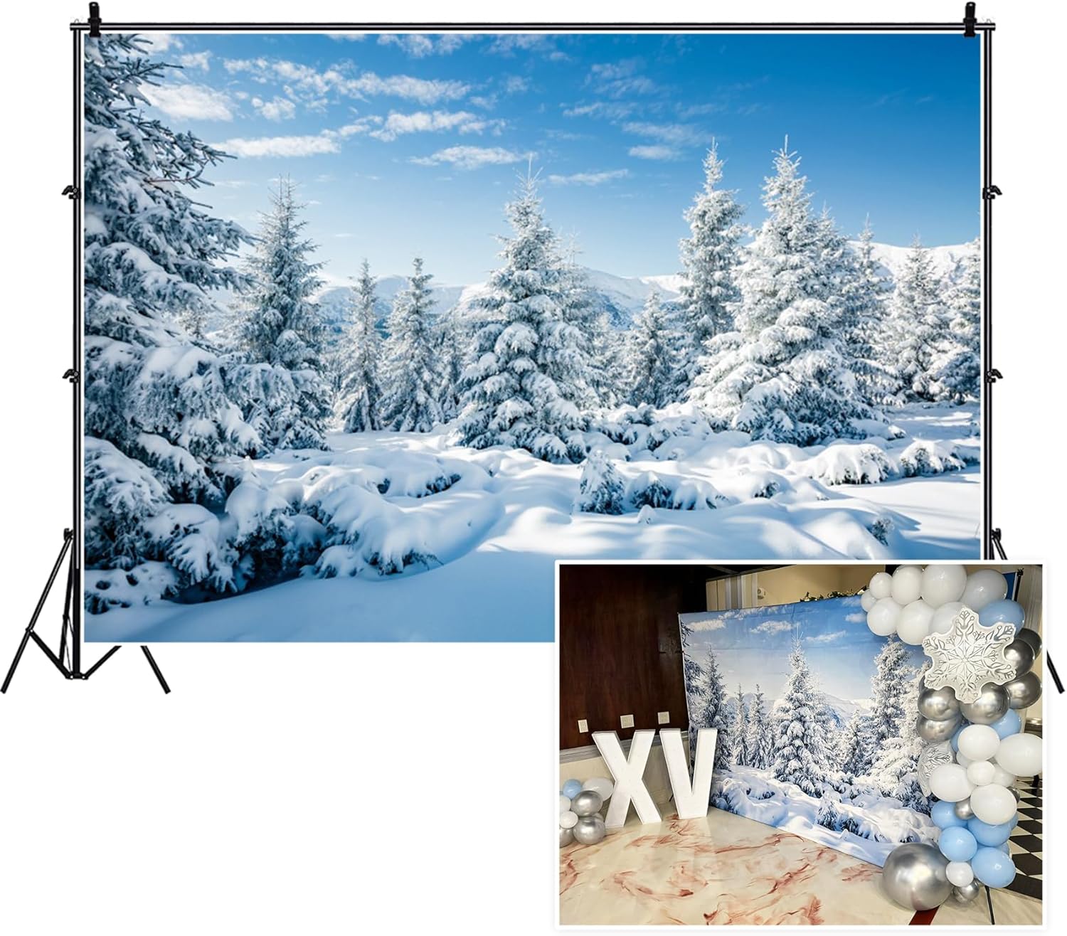 Amazon.com : CSFOTO Polyester 7x5ft Winter Scene Photo Backdrop Winter ...