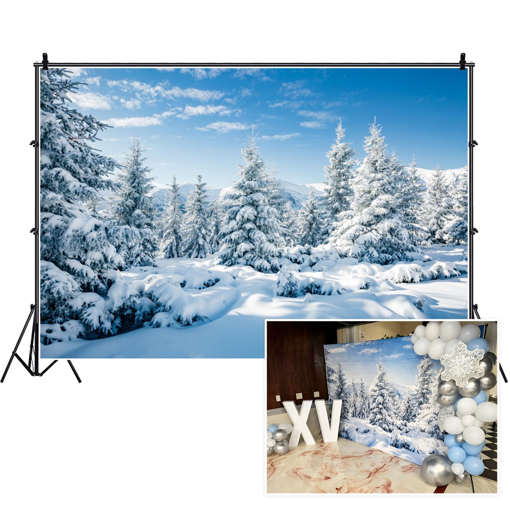 Amazon.com : CSFOTO Polyester 7x5ft Winter Scene Photo Backdrop Winter ...