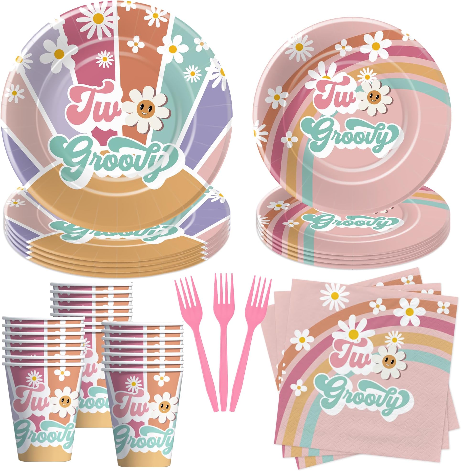 Amazon.com: Two Groovy Birthday Party Decorations, 168 Pcs Groovy Boho ...