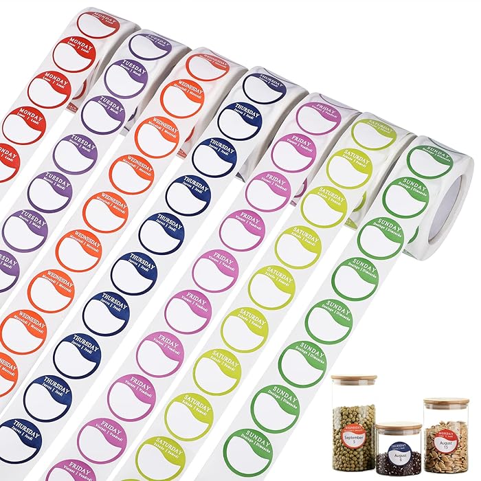Buy Days of The Week Labels, 3500 Food Labels Stickers Circular Full ...