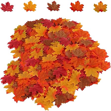 Amazon.com: HENMI 500PCS Artificial Maple Leaves 5 Assorted Mixed Fake ...