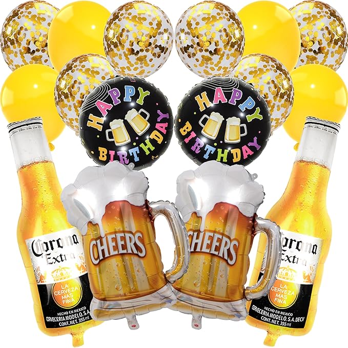 Amazon.com: Beer Mug Themed Party Balloons, Corona Beer Party ...