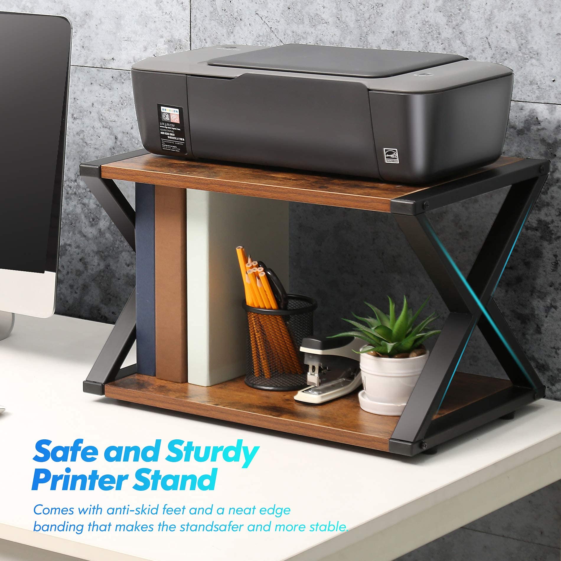 FITUEYES Desktop Printer Stand, Desk Printer Shelf for Small Space ...