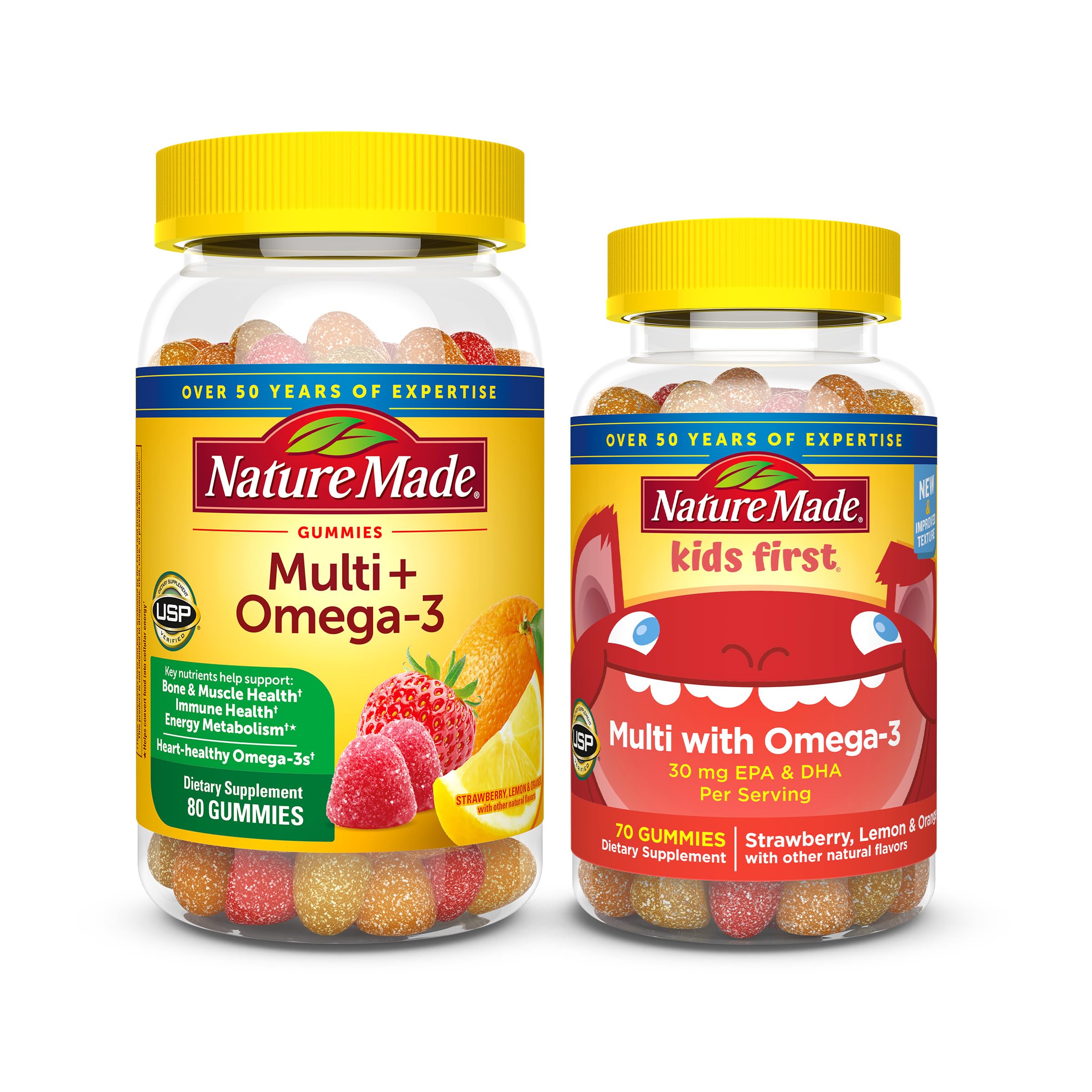 Amazon.com: Nature Made Adult & Kids Multivitamin Gummies Combo Pack, Multis with Vitamin C ...