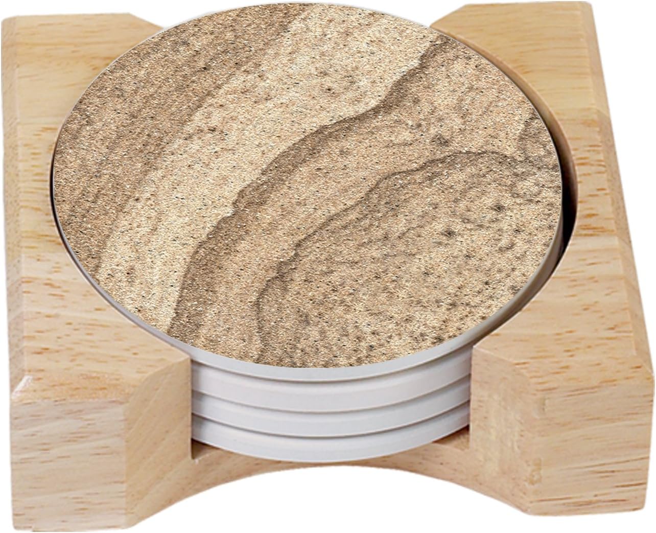 Amazon.com | CounterArt Sandstone Design Absorbent Coasters in Wooden ...