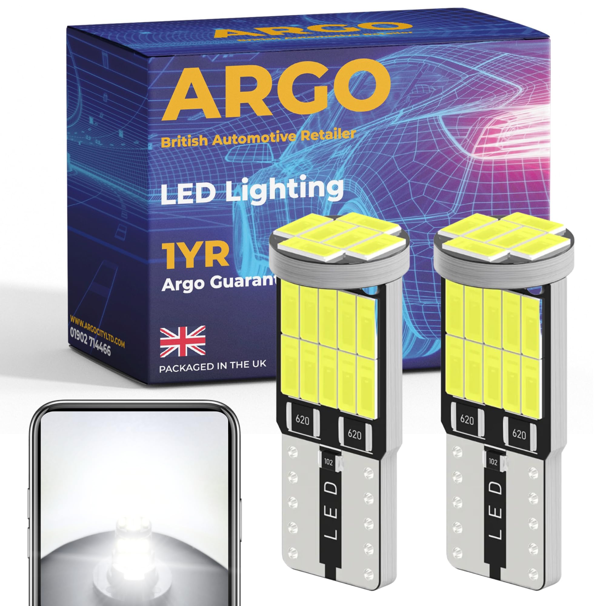 Argo 501 Led Bulbs 26 Smd Xenon White Car Light Bulbs Car Interior ...