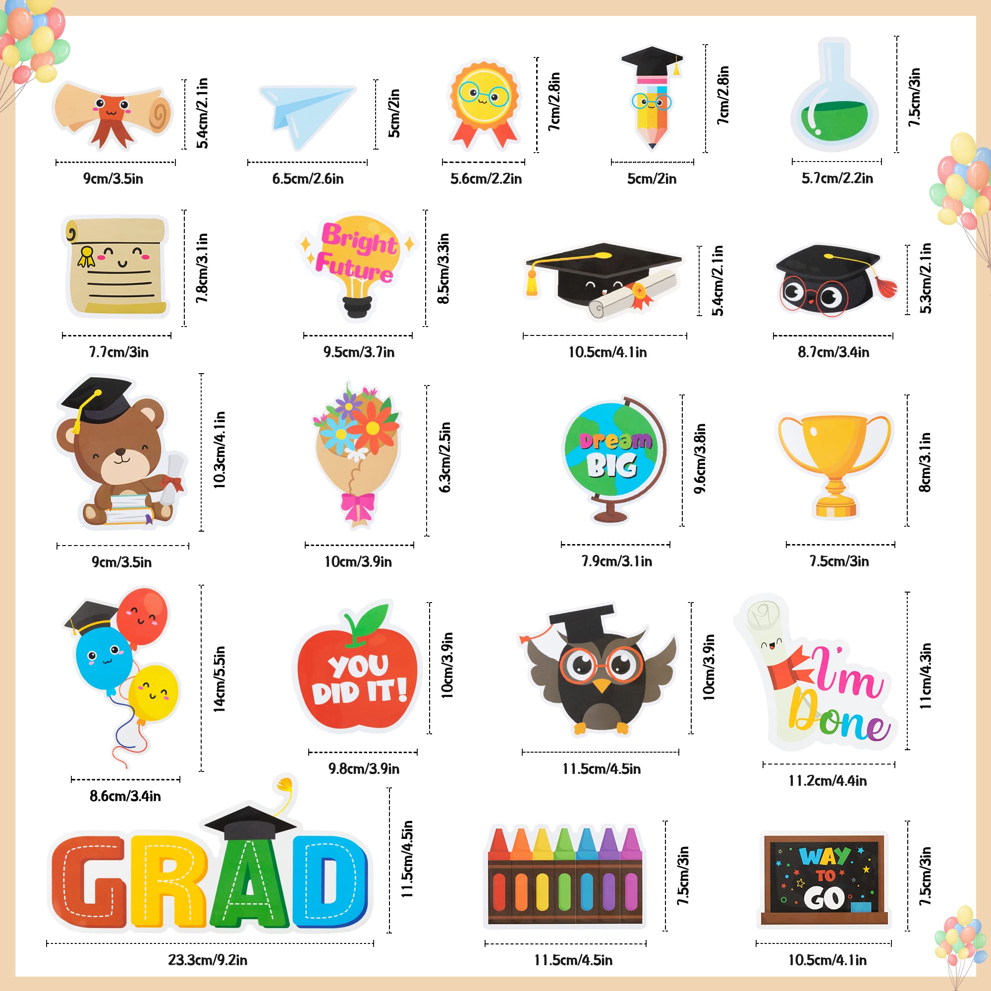 Snapklik.com : 20Pcs Graduation Car Magnet Decors Cute Class Of 2024 ...