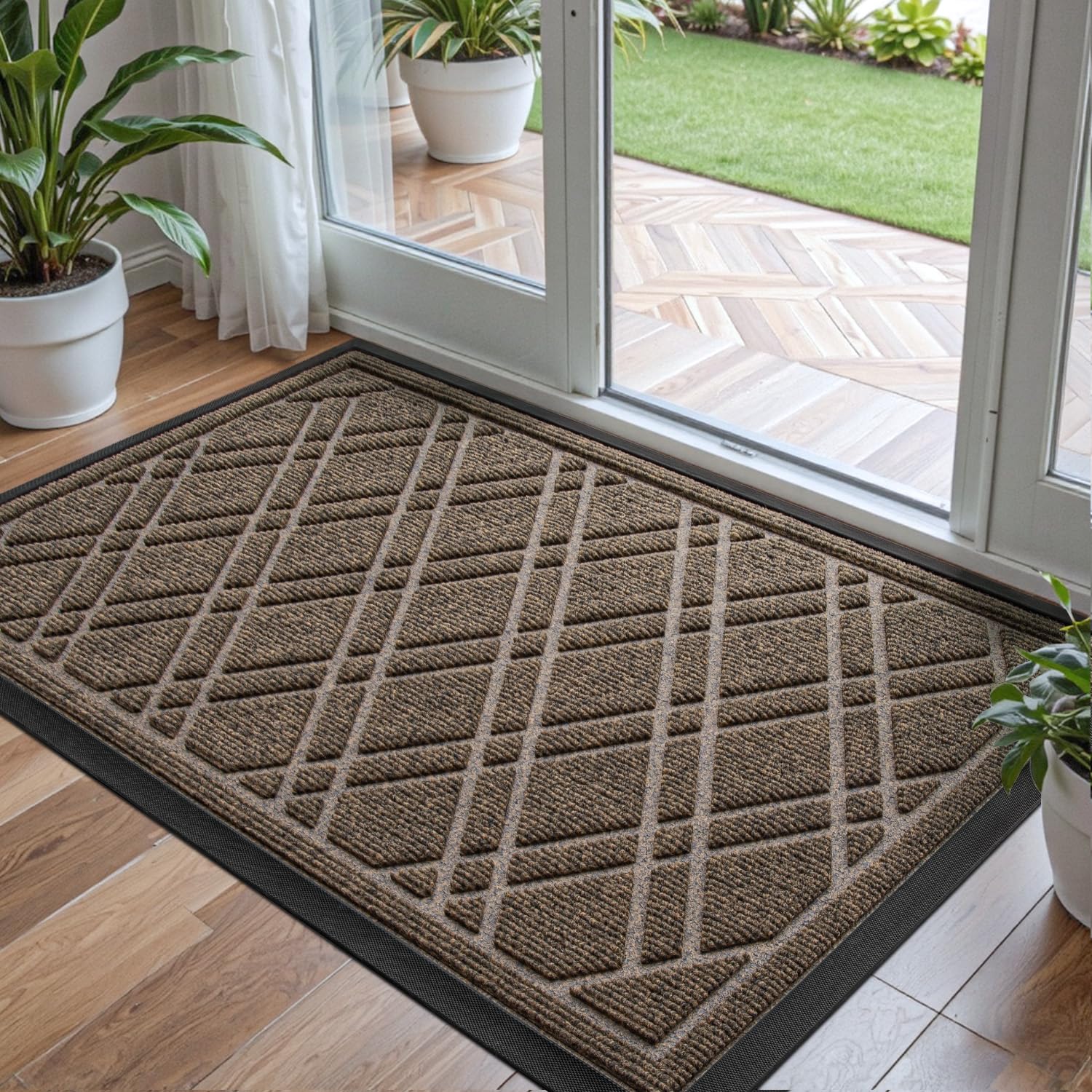 DEXI Door Mat 40 x 60 cm, All Weather Mats Capture Dirt Heavy Duty, Non ...
