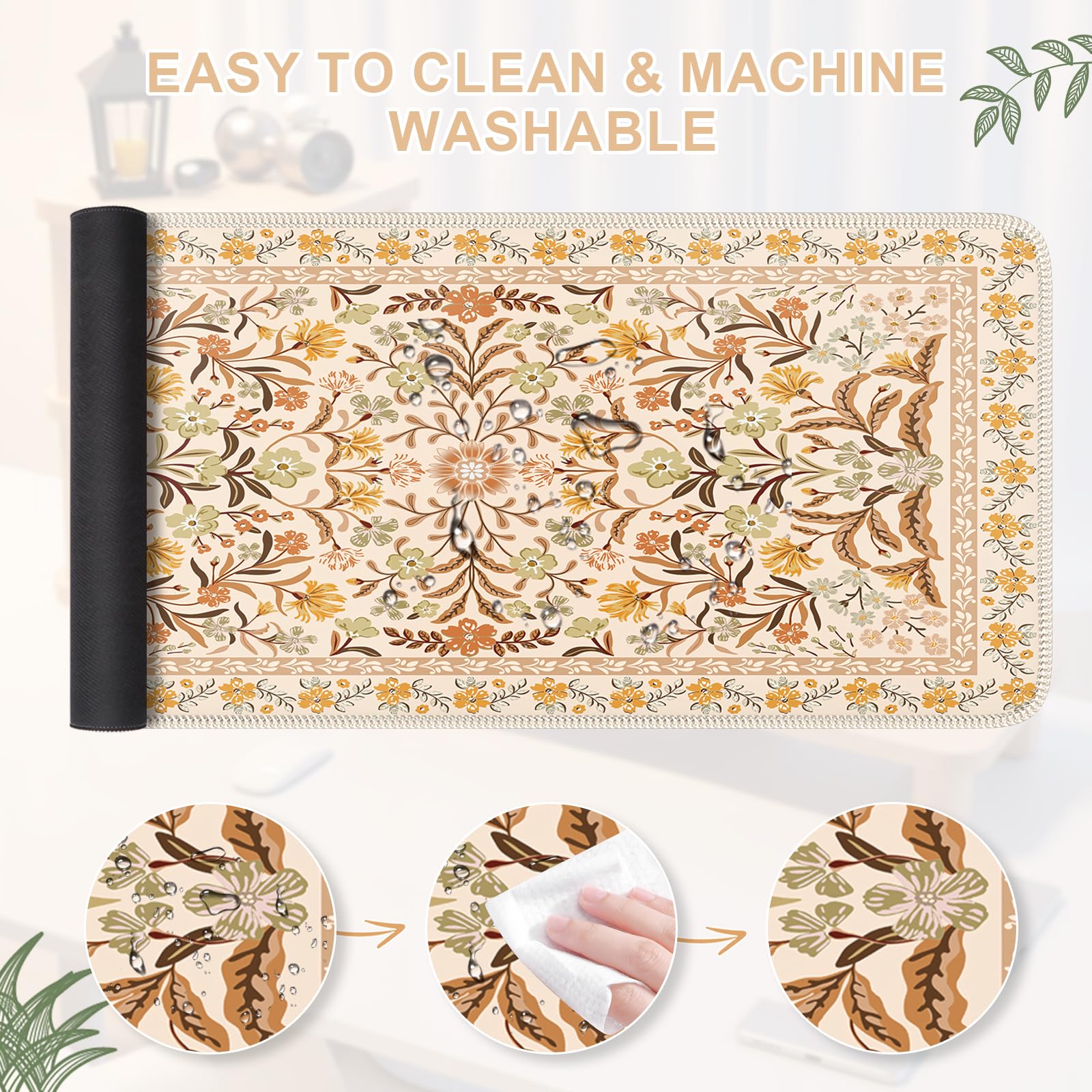 Snapklik.com : HAOCOO Desk Matt For Desktop, Floral Desk Mat, Cute Desk ...