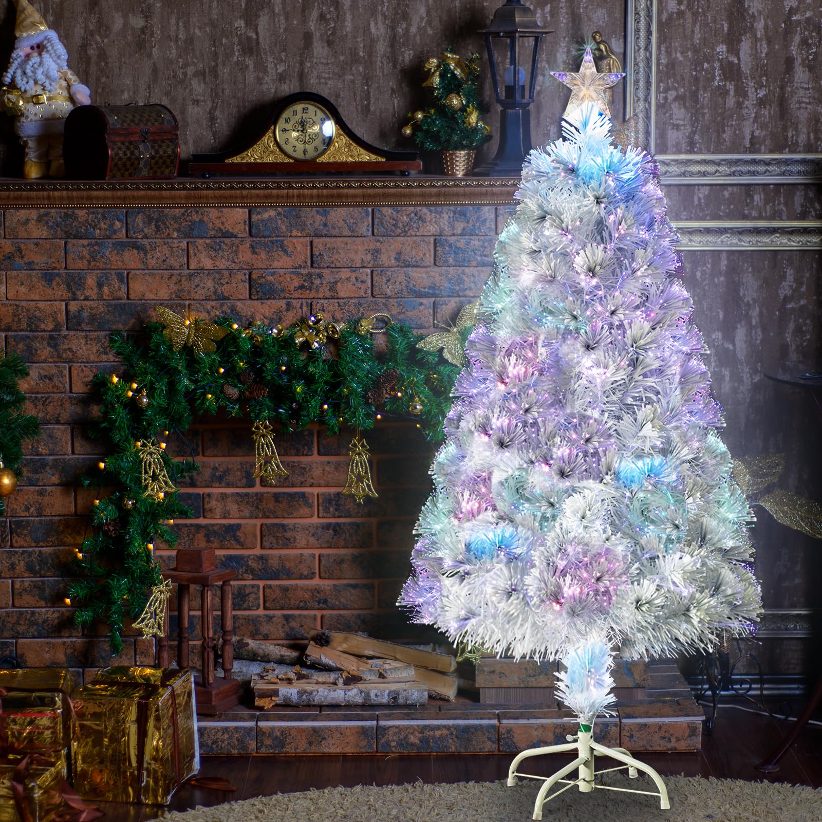White Christmas Tree With Colored Lights White Pre Lit Xmas Tree