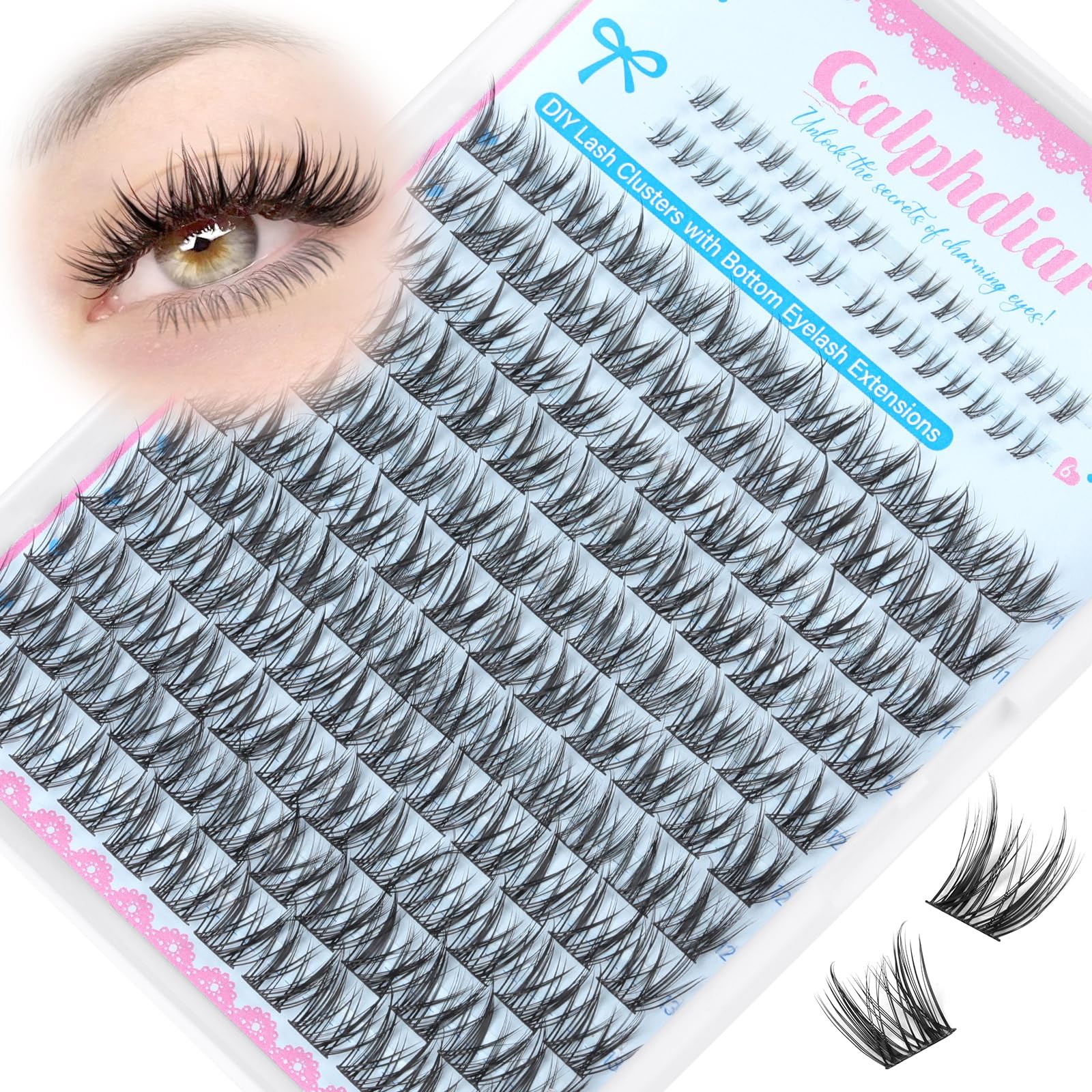 Amazon.com: calphdair Natural Lash Clusters with Bottom Lashes DIY ...