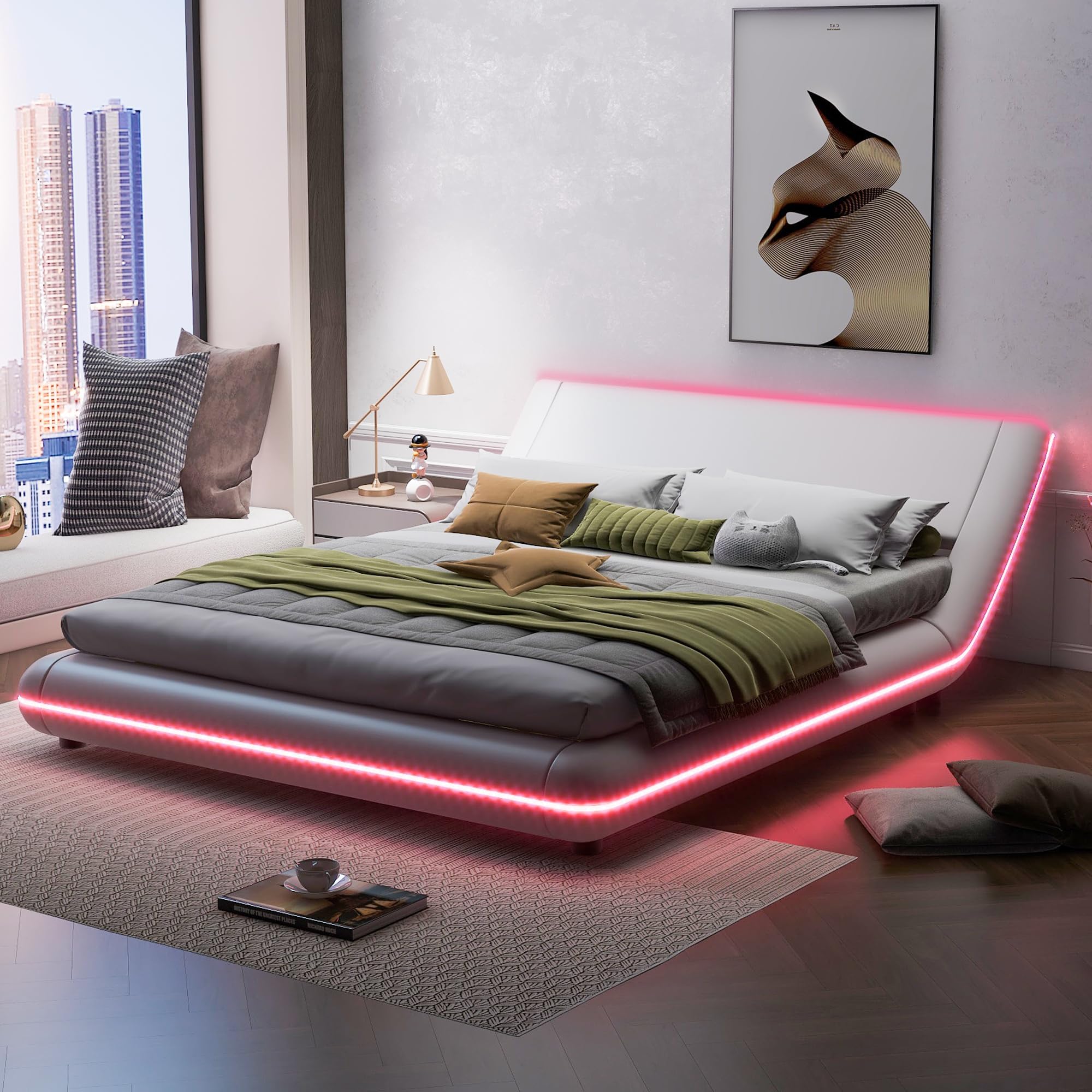 Amazon.com: Harper & Bright Designs Full Size Platform Bed Frame with ...