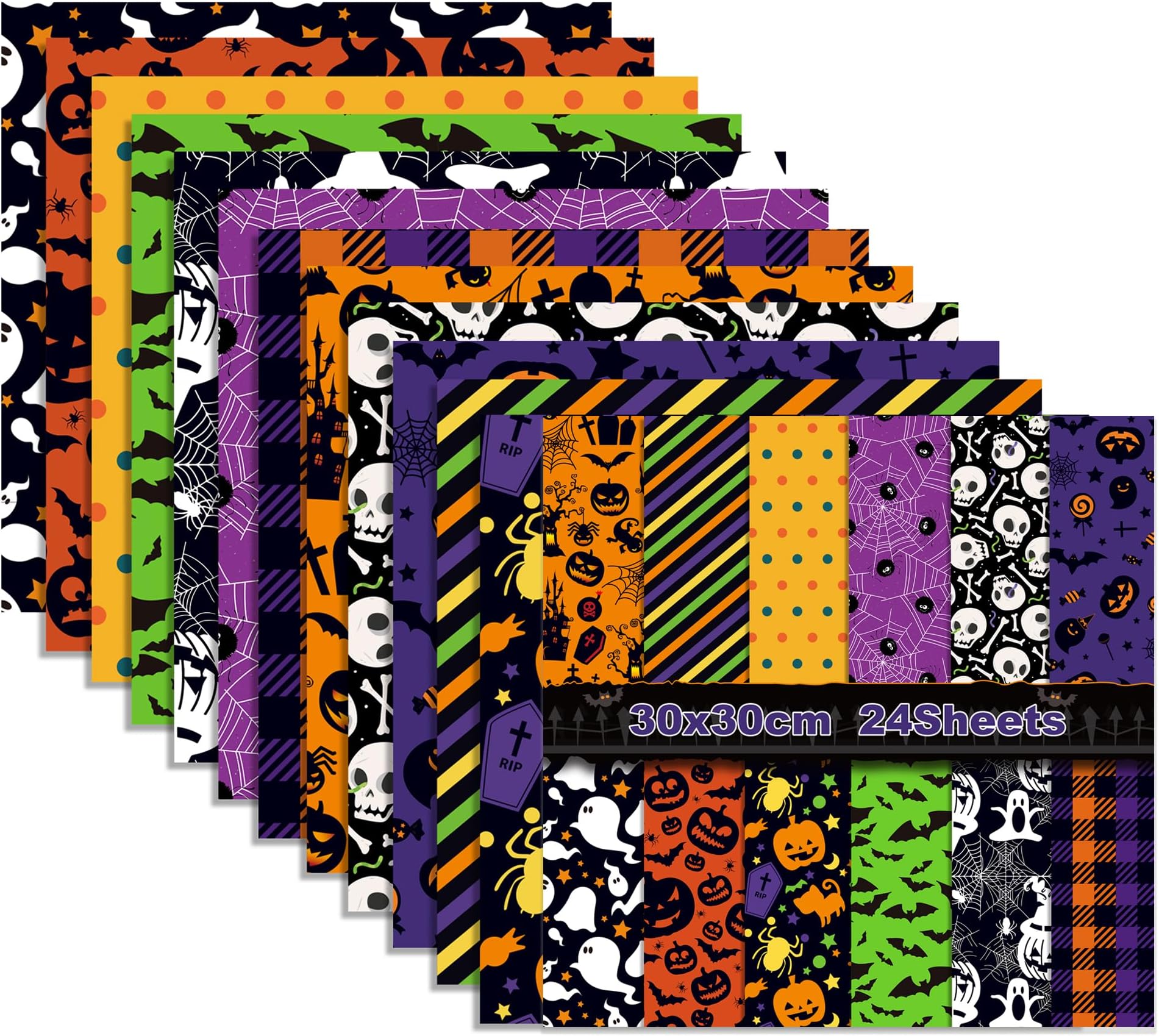 Amazon.com : GLKTOPO Scrapbook Paper Halloween Pattern Paper Set ...