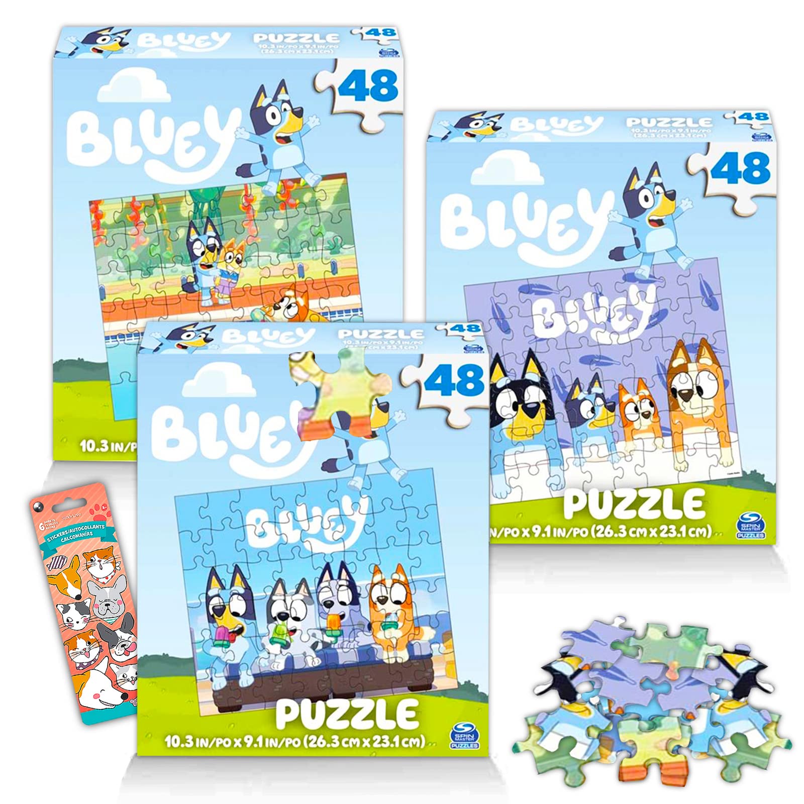 Buy Bluey Premier 48 Pc Puzzle Set for Kids - Bluey Party Supplies ...