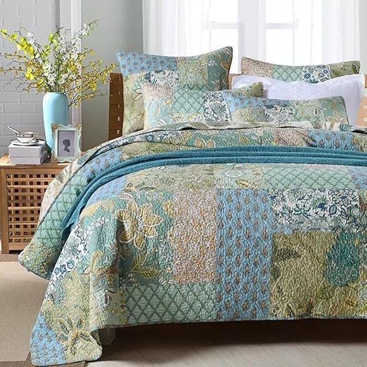 Amazon.com: NEWLAKE Bedspread Quilt Set with Real Stitched Embroidery ...