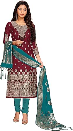 Amazon.com: TRENDMALLS Women's Silk Blend Salwar Suit Set (USTM.G81 ...
