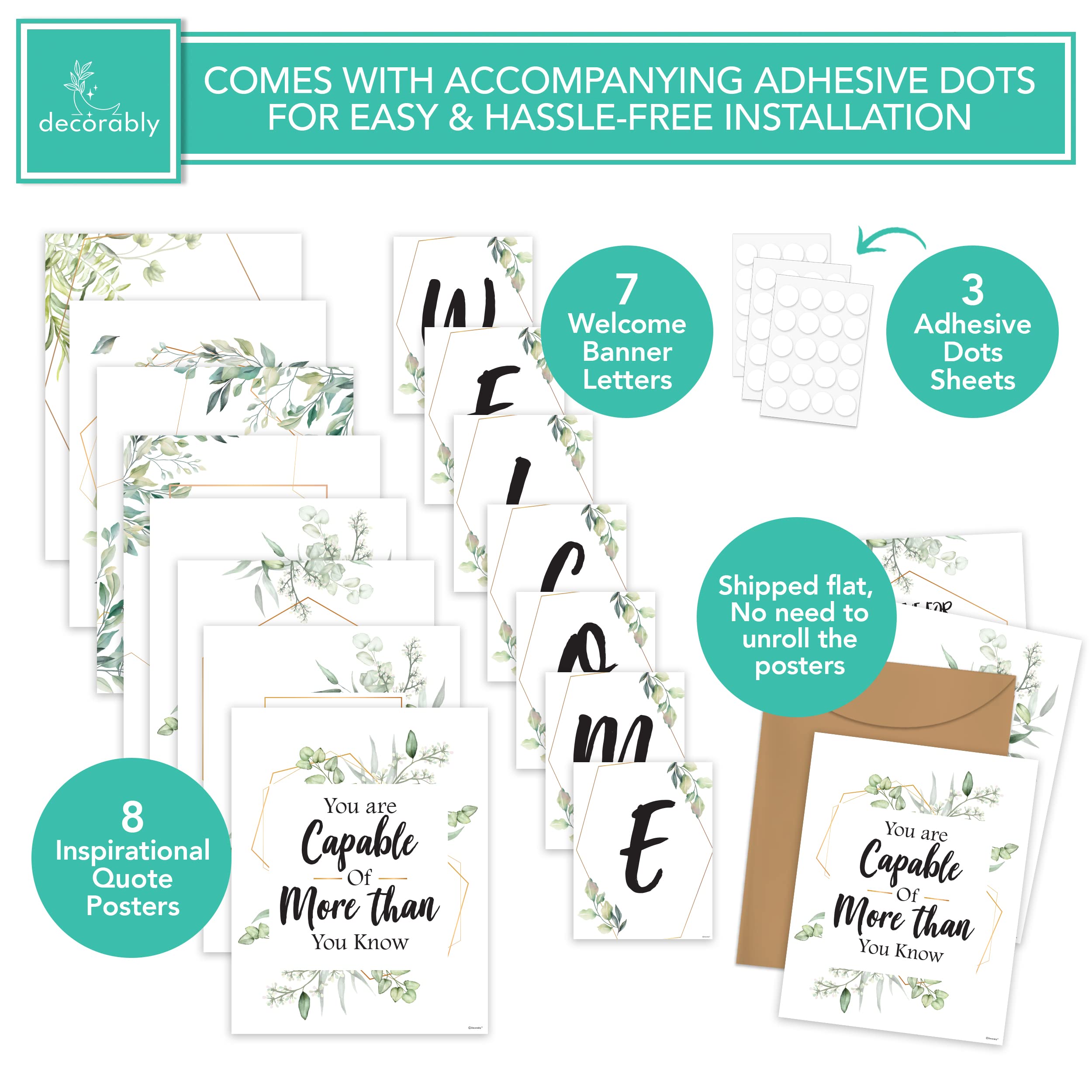 Snapklik.com : Decorably 15 Welcome Posters Eucalyptus Classroom Decor