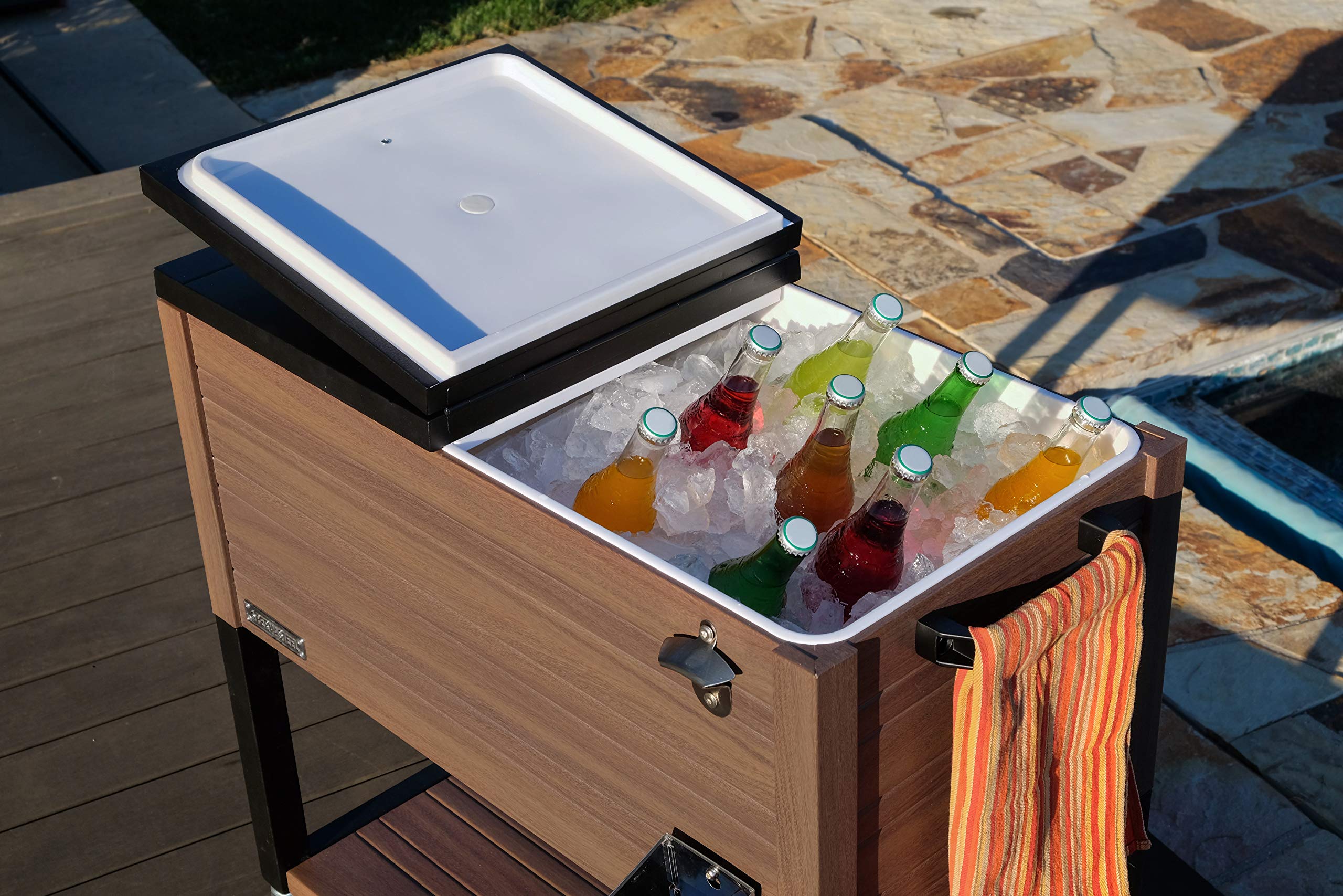 Permasteel 80-Quart Outdoor Patio Cooler with Wheels | Beverage Rolling ...