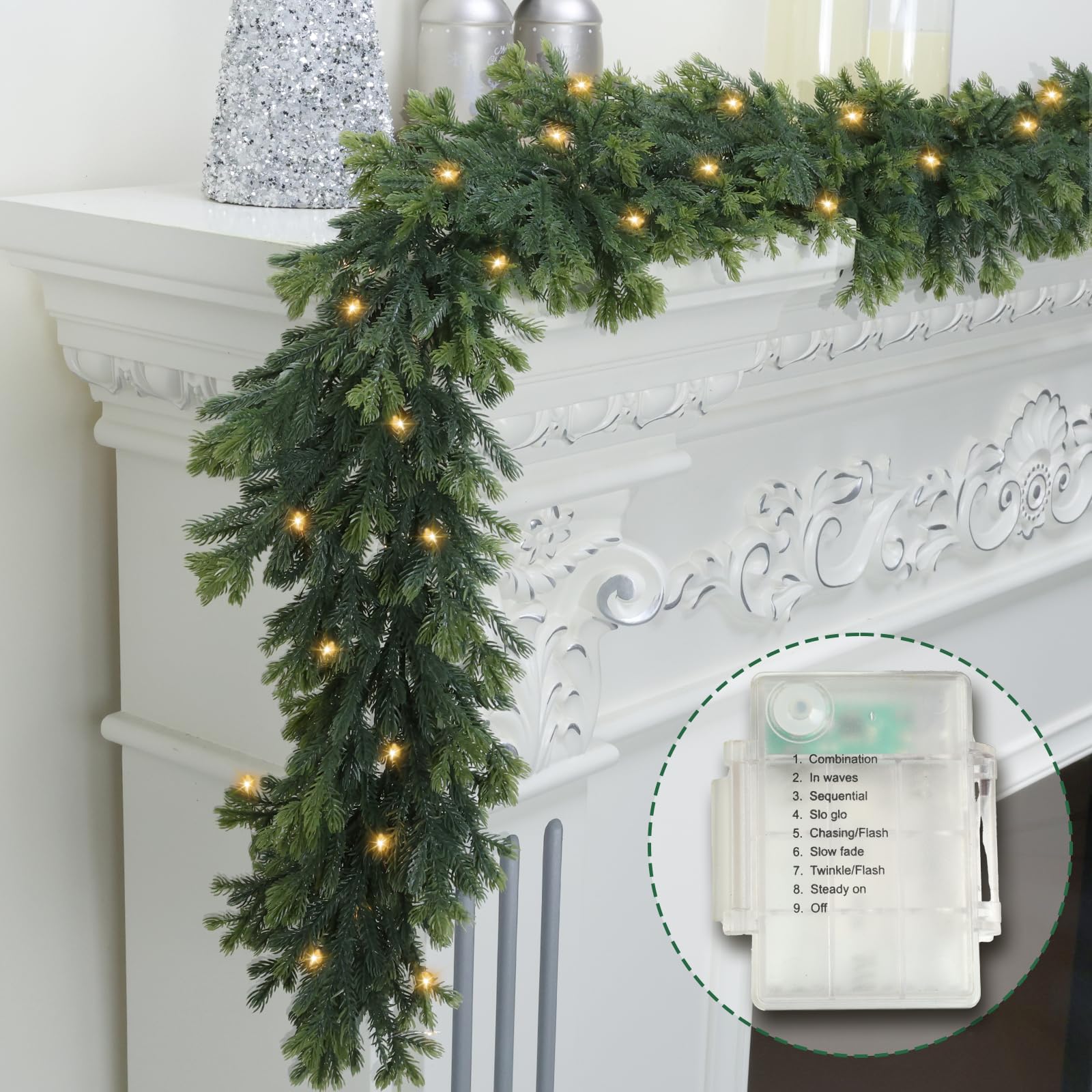 Amazon.com: OZFHUA 6 FT Pre Lit Cedar Garland - Mantle Garland Used to ...