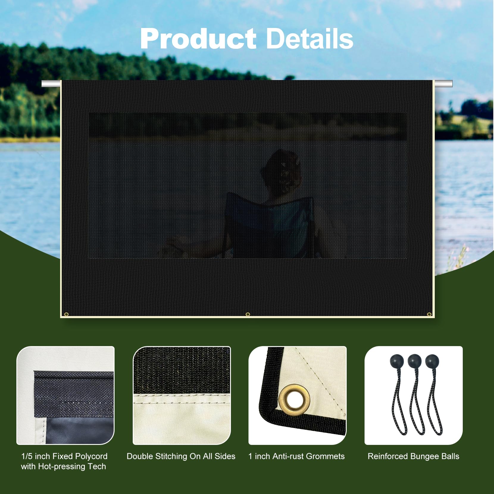 Snapklik.com : RV Awning Sun Shade Screen 1038, Heavy-Duty 600D PVC Mesh, Camping Trailer Awning ...