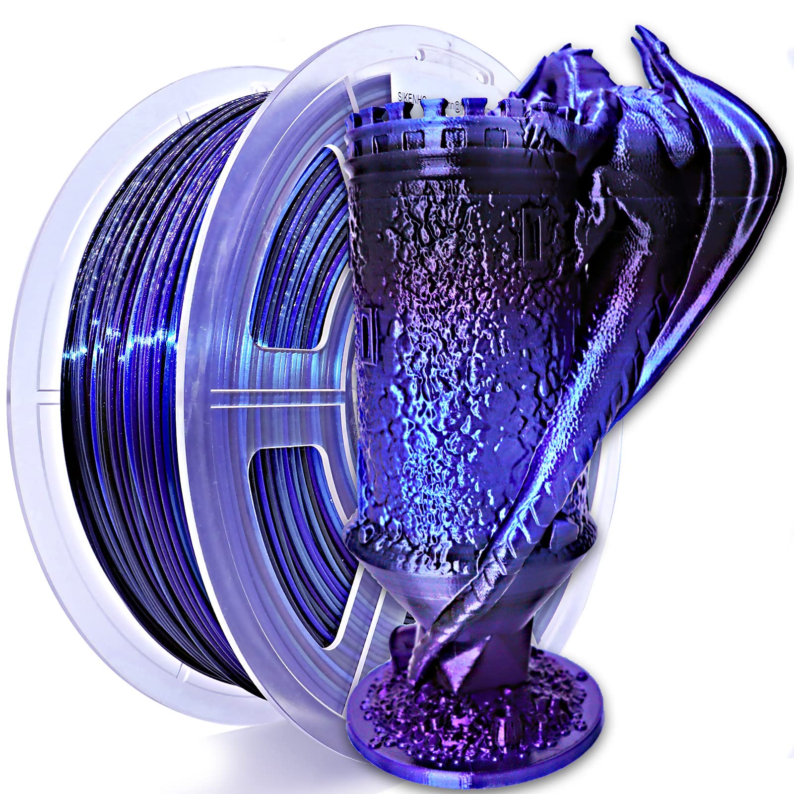 Buy SIKENHO 3D Printer Filament, PLA Filament 1.75mm Silk Black ...