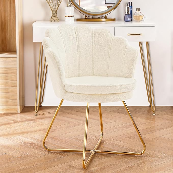 Amazon.com: Furniliving Vanity Chair with Back, Upholstered Accent ...