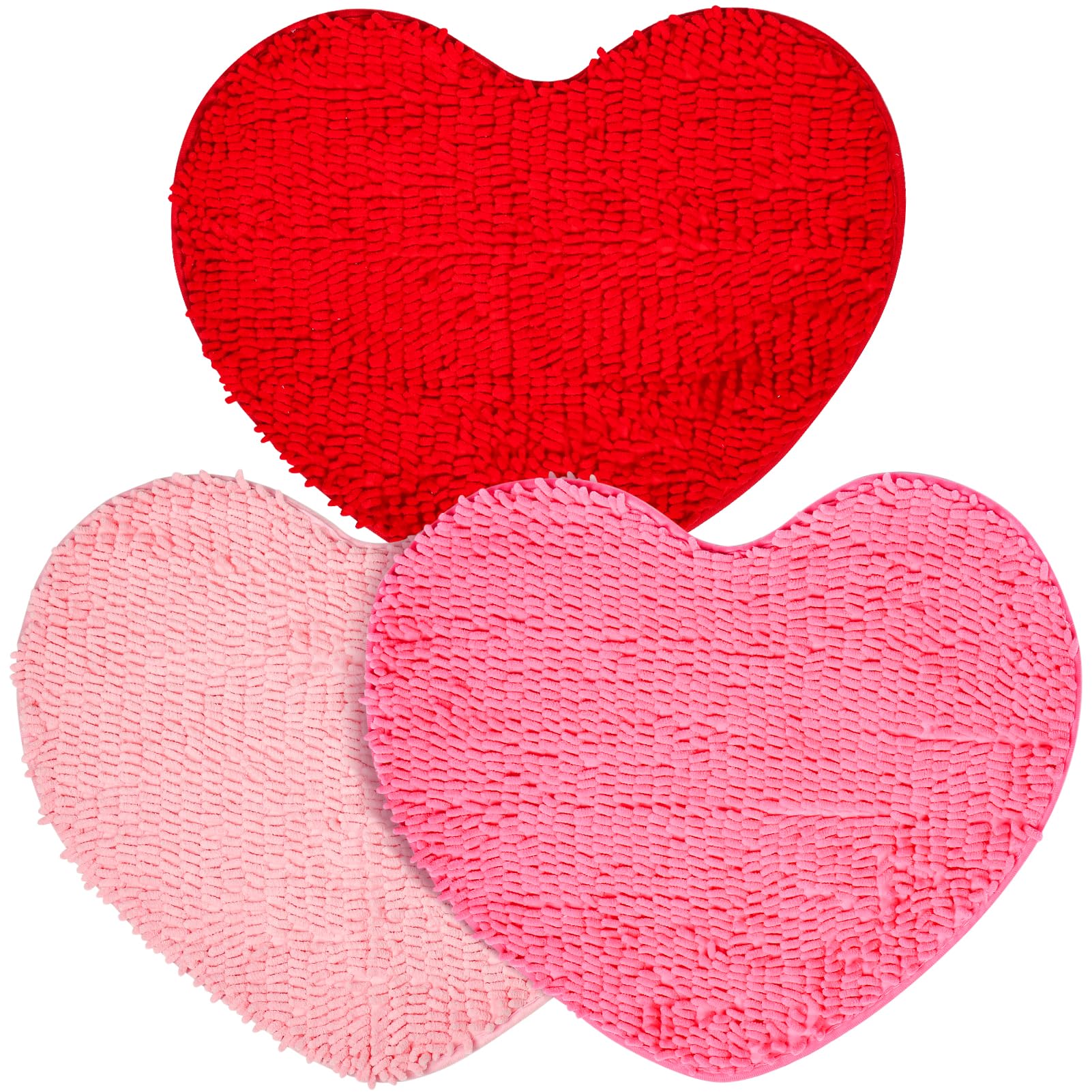 Amazon.com: 3 Pcs Valentine's Day Heart Shaped Rugs, Love Decorative ...