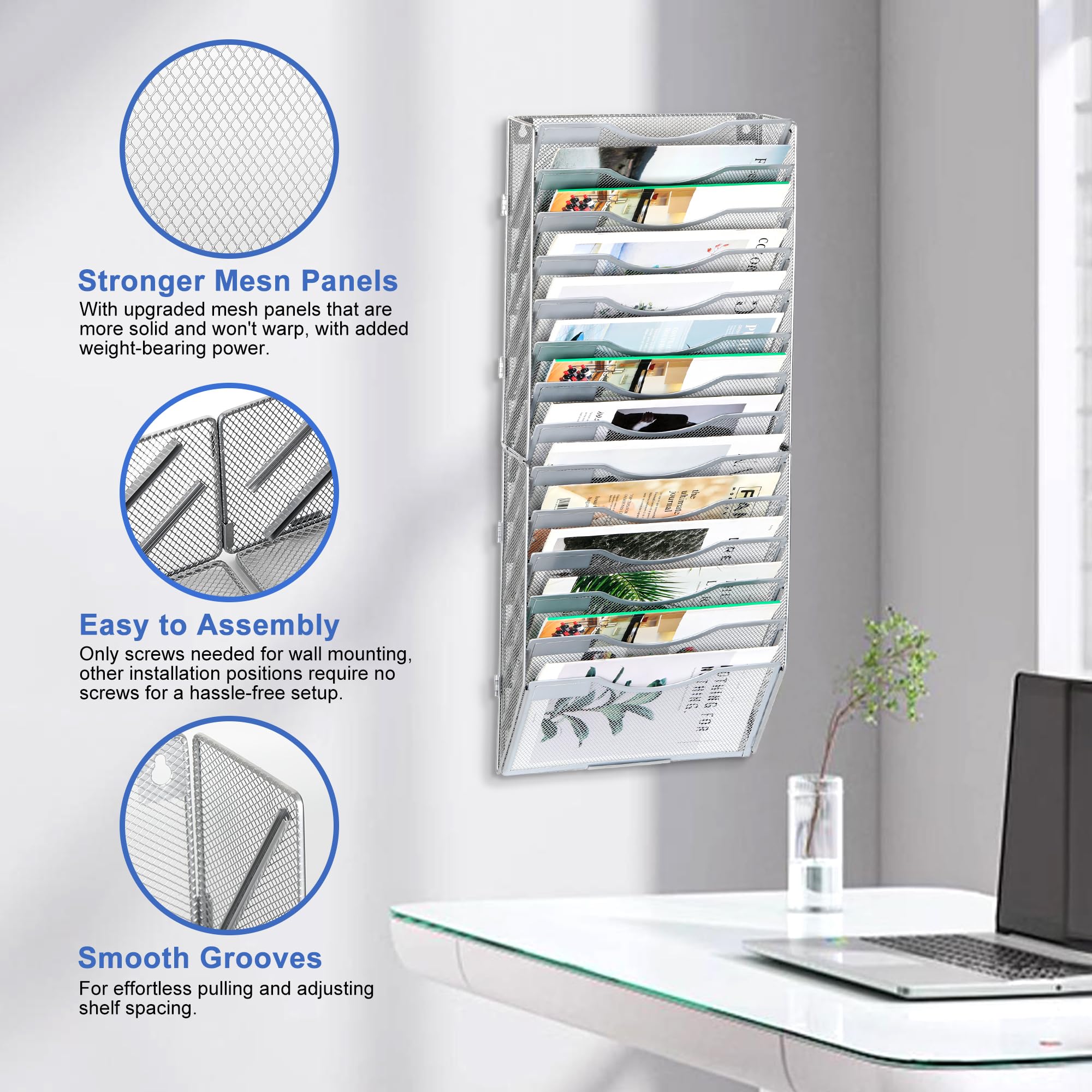 Snapklik.com : EasyPAG Wall File Holder 14 Tier Assembly Mesh Office ...