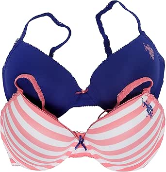 US Polo Assn. Womens 2 Pack Lace Trim Convertible Padded Underwire Push ...