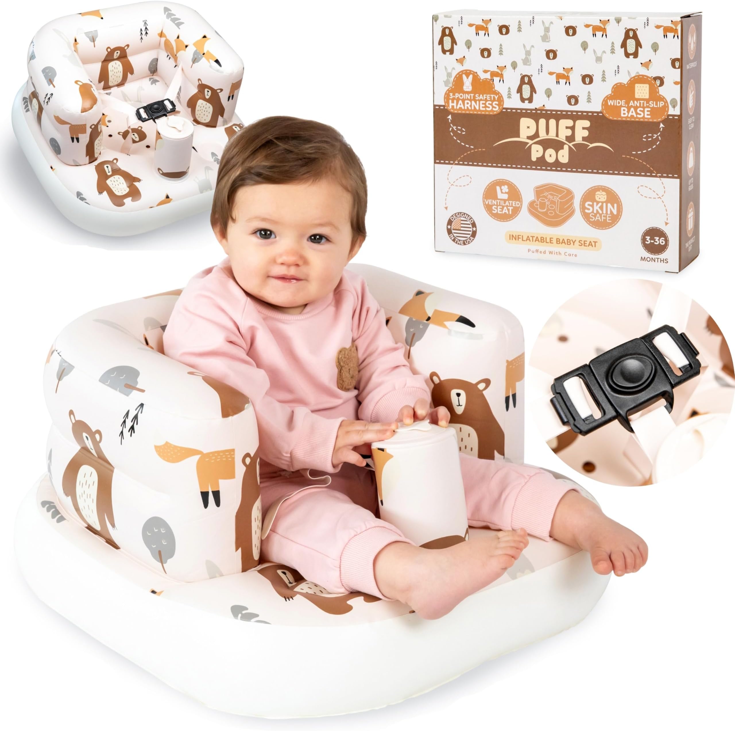 Amazon.com : Puff Pod Premium Inflatable Baby Seat with Built-in Pump ...