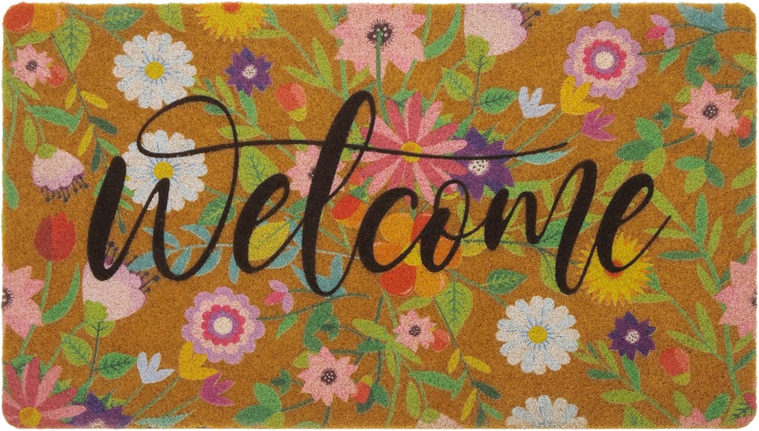 Amazon.com: CXQRR Floral Welcome Mats Flower Coir Door Mat Colorful ...