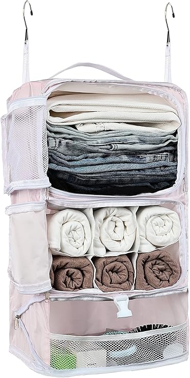 Amazon.com: ELEZAY Hanging Packing Cubes Portable Closet 3-Shelf Travel ...