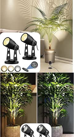 Junview 2 Pack LED Spot Lights Indoor 3000K/4000K/6000K Adjustable Up Lights Indoor 3W Dimmable ...