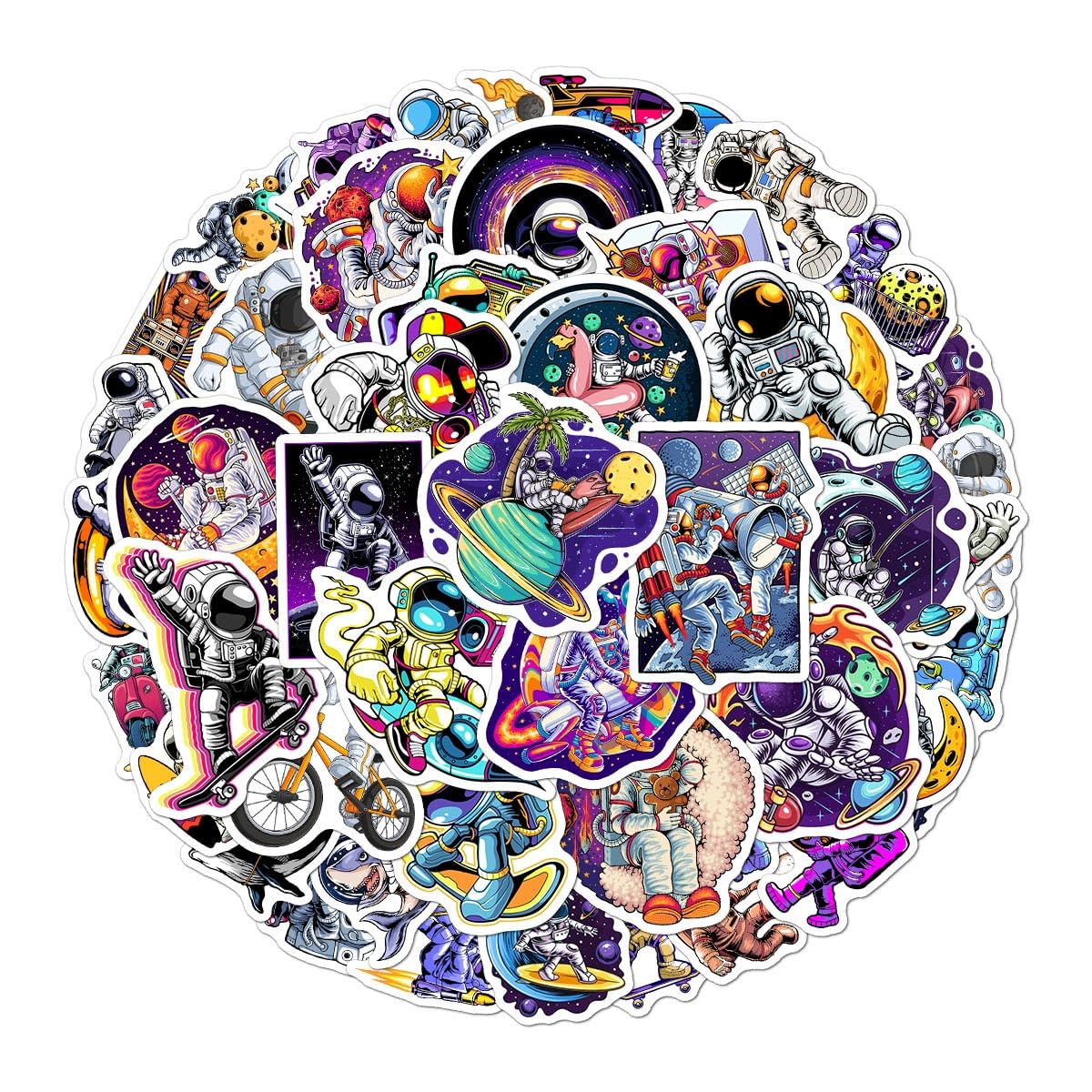 Amazon.com: Pack 50 Pcs Space Astronaut Stickers for Water Bottles ...