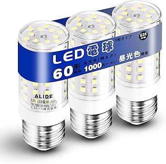 Amazon | E26 LED電球 T形タイプ 60W形相当 7W 昼光色 6000K 1000lm 一般電球 密閉器具対応 調光不可 EFD25・EFD15代替推奨E26 LED電球 ...
