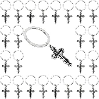 PHAETON 20PCS Cross Key Chains Jesus Cross Keyrings Religious Door Car ...